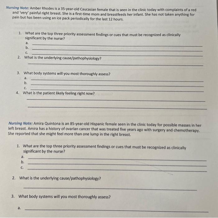 Solved Vursing Note: Amber Rhodes is a 35-year-old Caucasian | Chegg.com