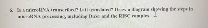Solved 6. Is a microRNA transcribed? Is it translated? Draw | Chegg.com