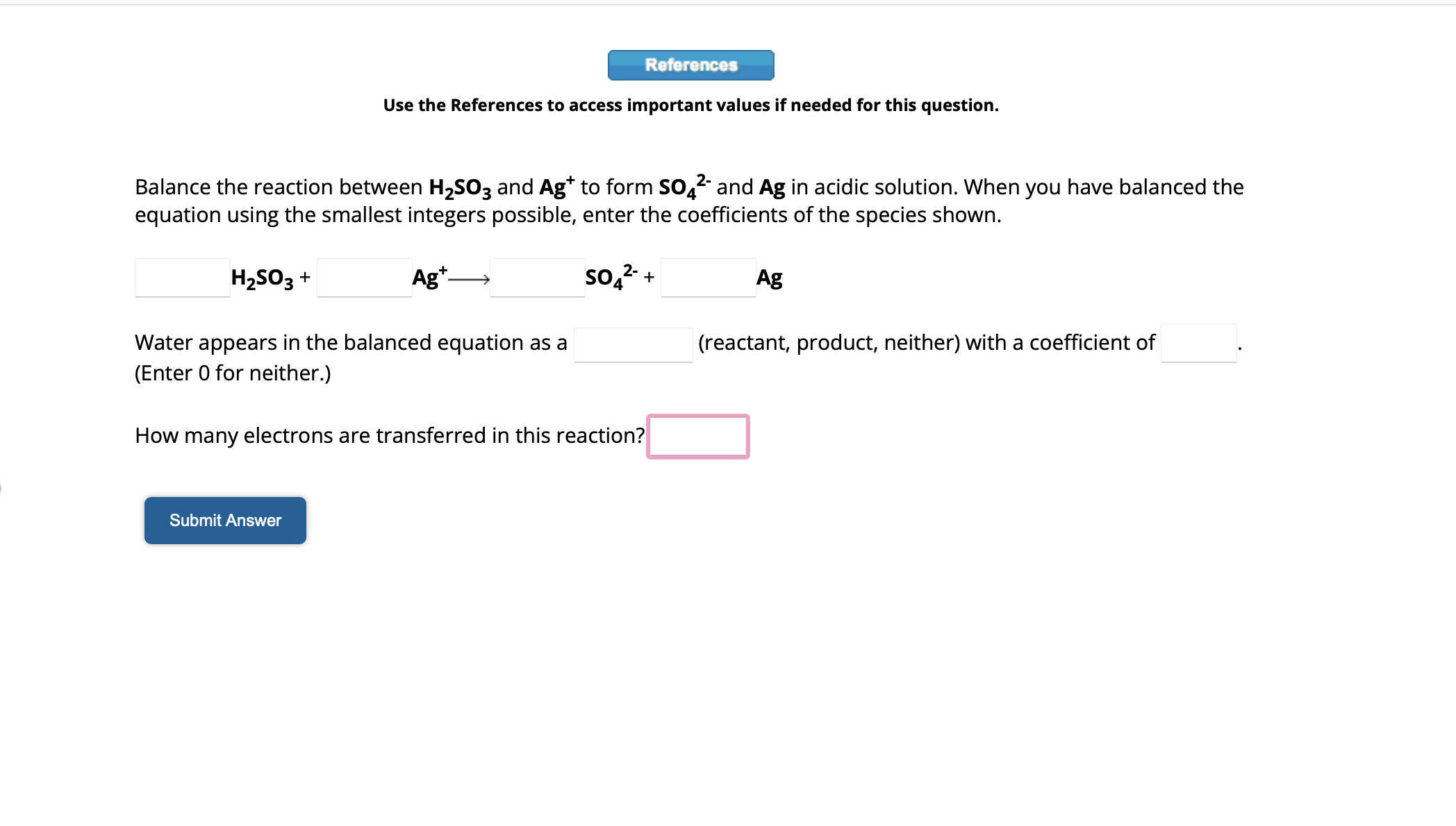 Solved Balance the reaction between H2SO3 ﻿and Ag+to form | Chegg.com