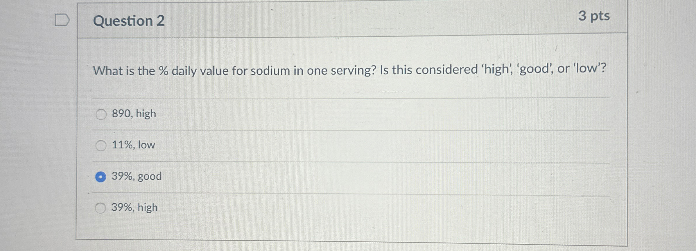Solved Question 23 ﻿ptsWhat is the % ﻿daily value for sodium | Chegg.com
