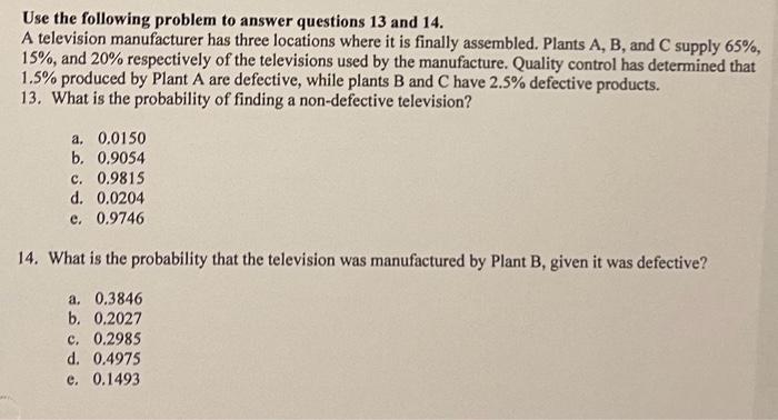 Solved Use the following problem to answer questions 13 and | Chegg.com