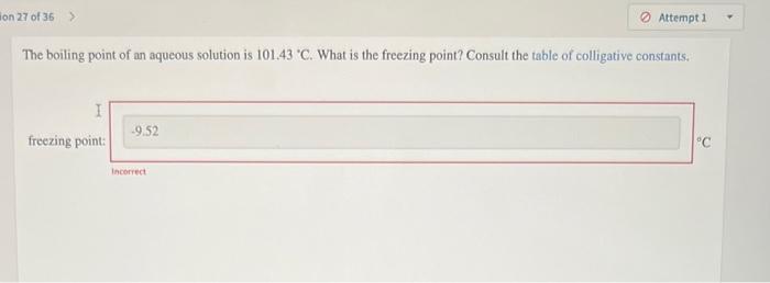 Solved The boiling point of an aqueous solution is 101.43∘C. | Chegg.com