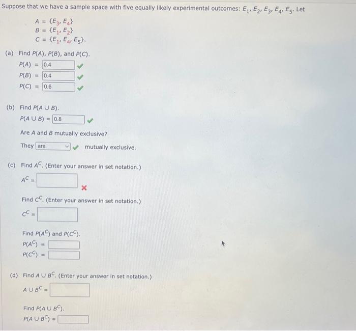 Solved Suppose that we have a sample space with five equally | Chegg.com