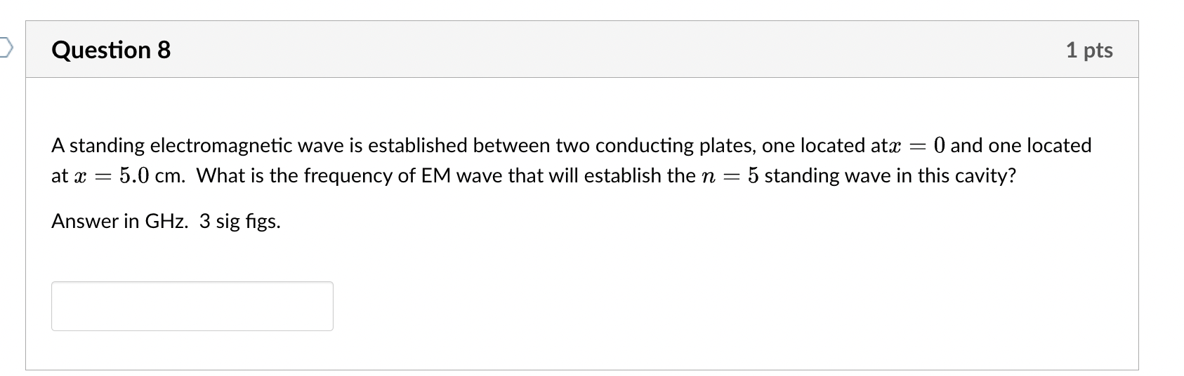 Solved A standing electromagnetic wave is established | Chegg.com