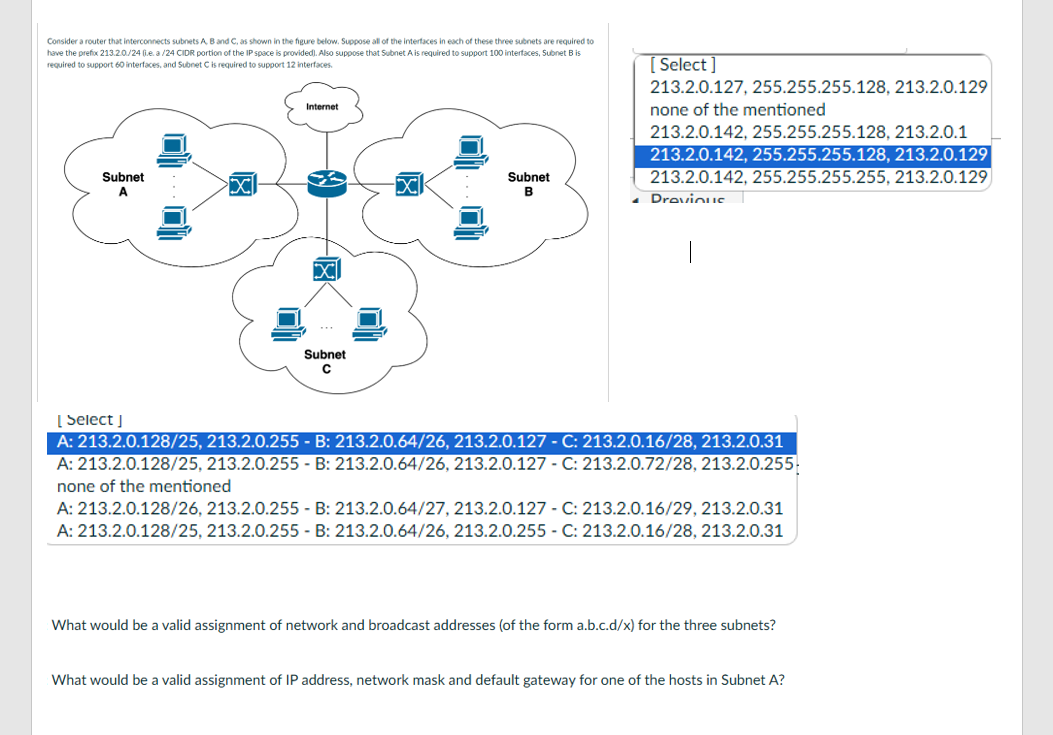Solved Consider a router that interconnects subnets A.B ﻿and | Chegg.com