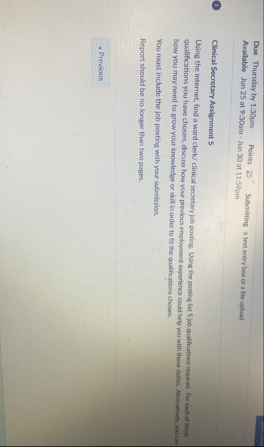 Due Thursday by 1:30pm ﻿Points 25 ﻿Submitting a text | Chegg.com