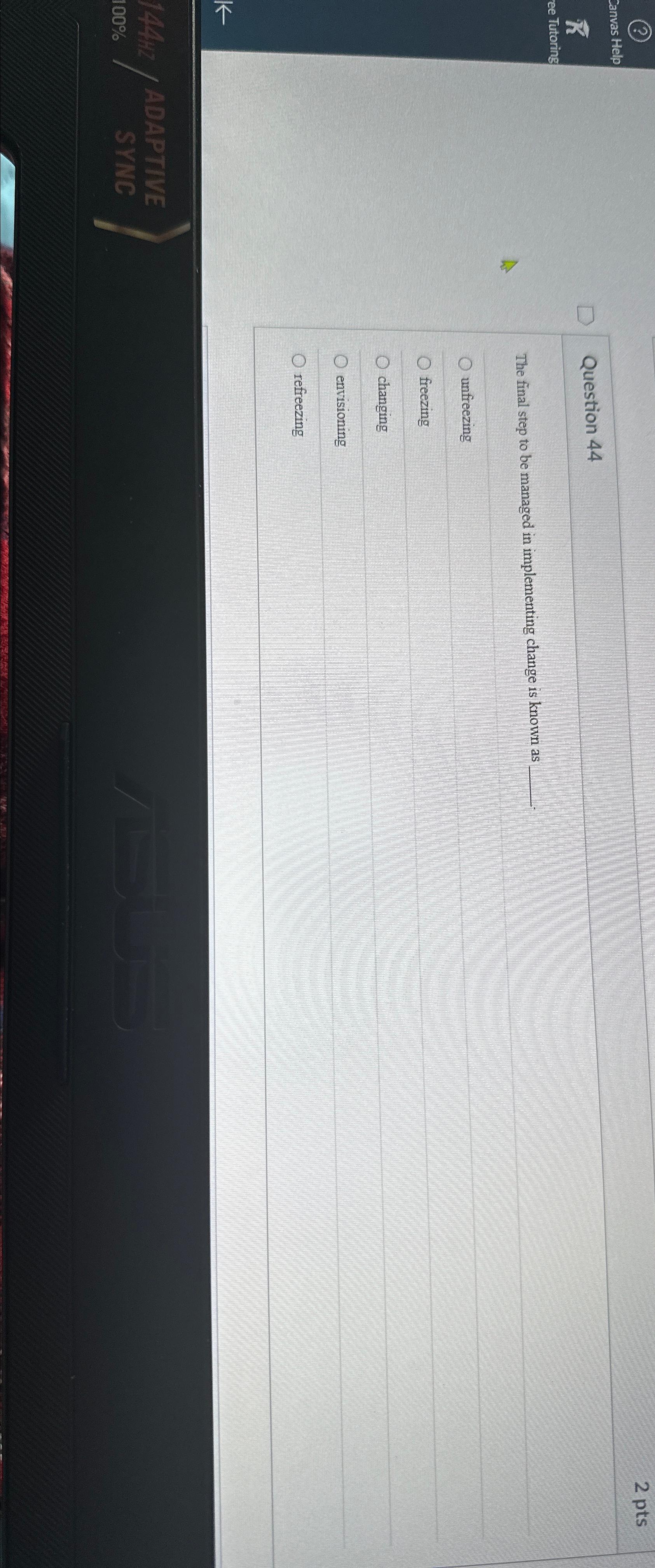 Solved 2 ﻿ptsQuestion 44The final step to be managed in | Chegg.com