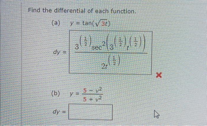 Solved Find the differential of each function. (a) | Chegg.com