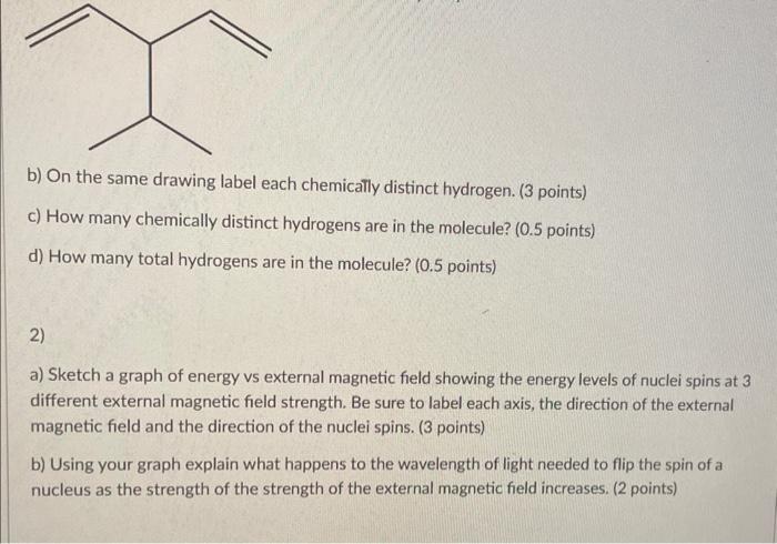 Solved b) On the same drawing label each chemically distinct | Chegg.com