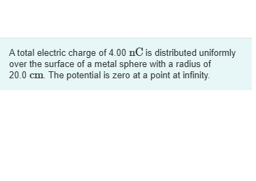 Solved A total electric charge of 4.00 ﻿nC is distributed | Chegg.com