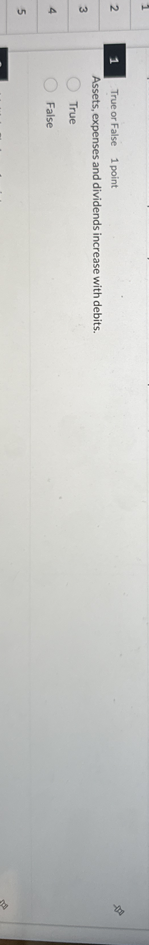 Solved 21True or False1 ﻿pointAssets, expenses and dividends | Chegg.com