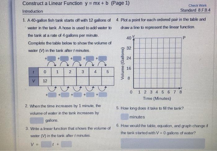 Solved Construct a Linear Function y = mx + b (Page 1) Check | Chegg.com