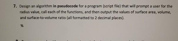 Solved this is a matlab course. so write the pseudocode like | Chegg.com