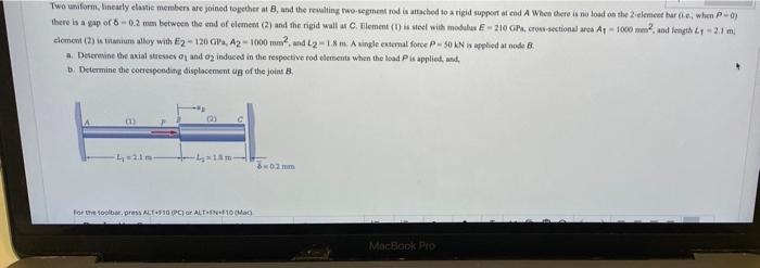 Solved Two uniform, linearly elastic members are joined | Chegg.com