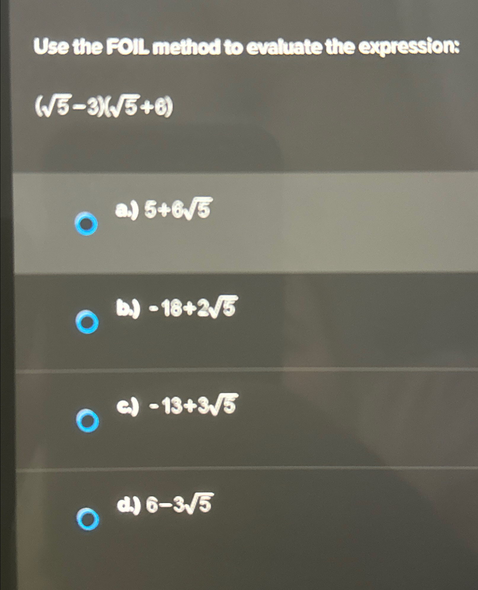 Solved Use the FOIL method to craluate the | Chegg.com