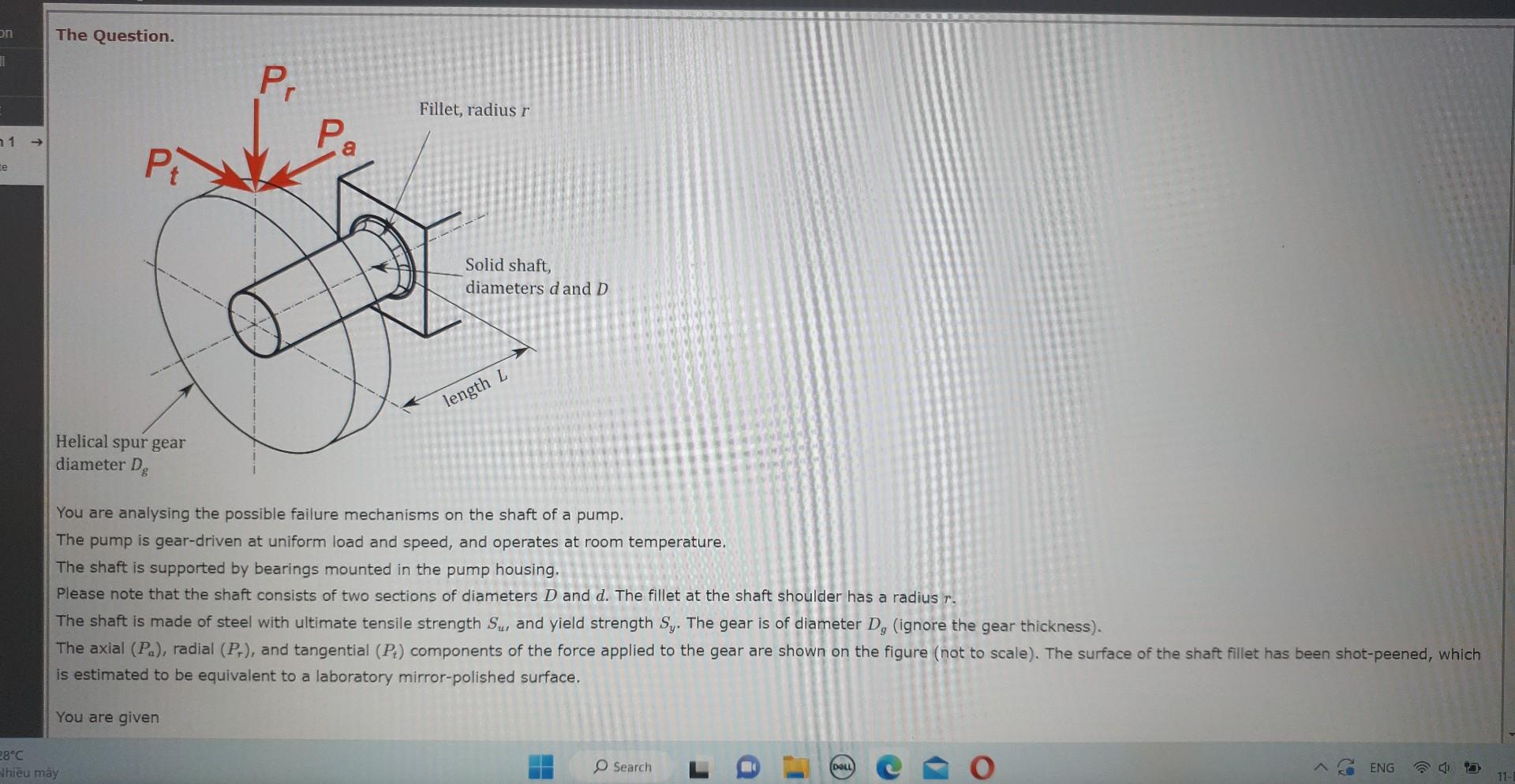 Solved The Question. You are analysing the possible failure | Chegg.com