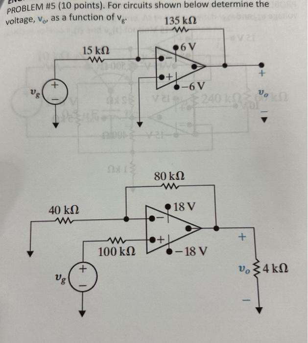 Solved PROBLEM \#5 (10 points). For circuits shown below | Chegg.com