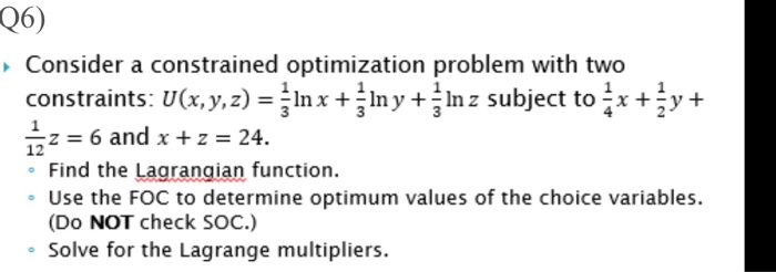Solved 26) Consider a constrained optimization problem with | Chegg.com