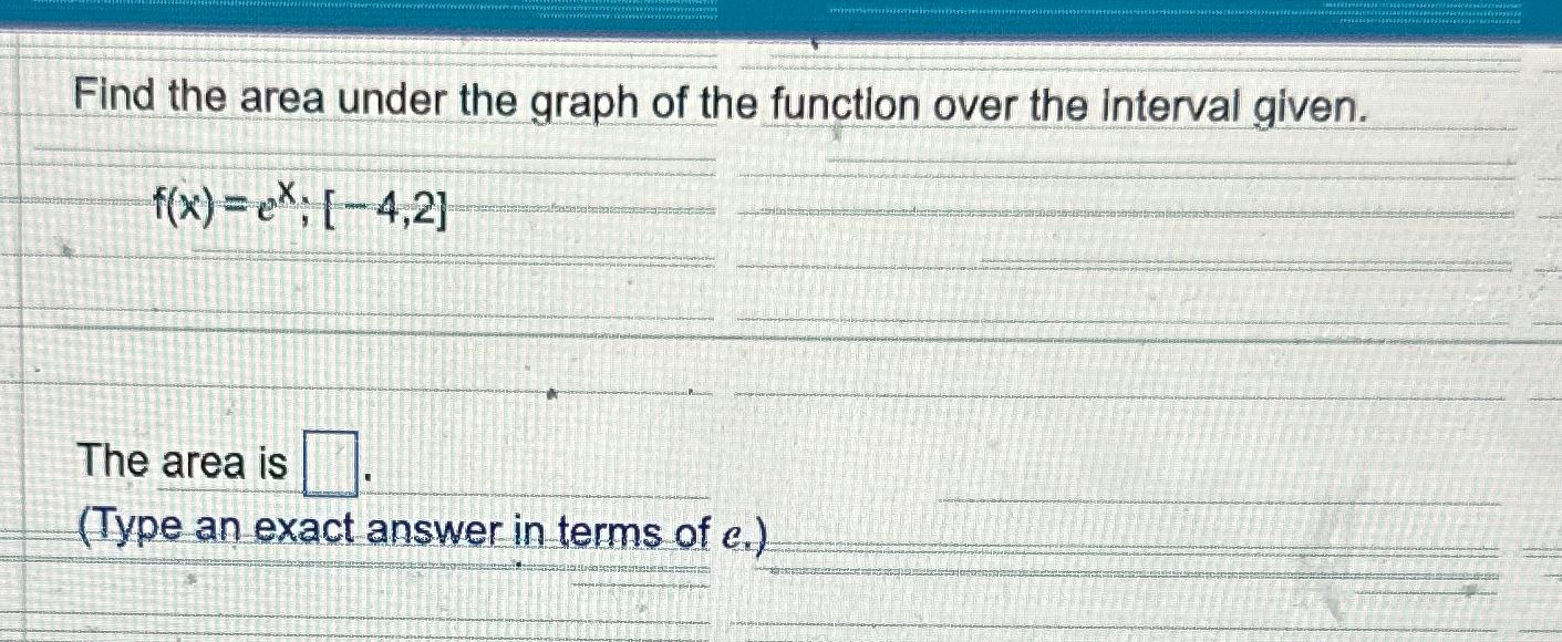 Solved Find the area under the graph of the function over | Chegg.com