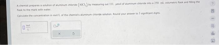 Solved A chemist prepares a solution of aluminum chloride | Chegg.com