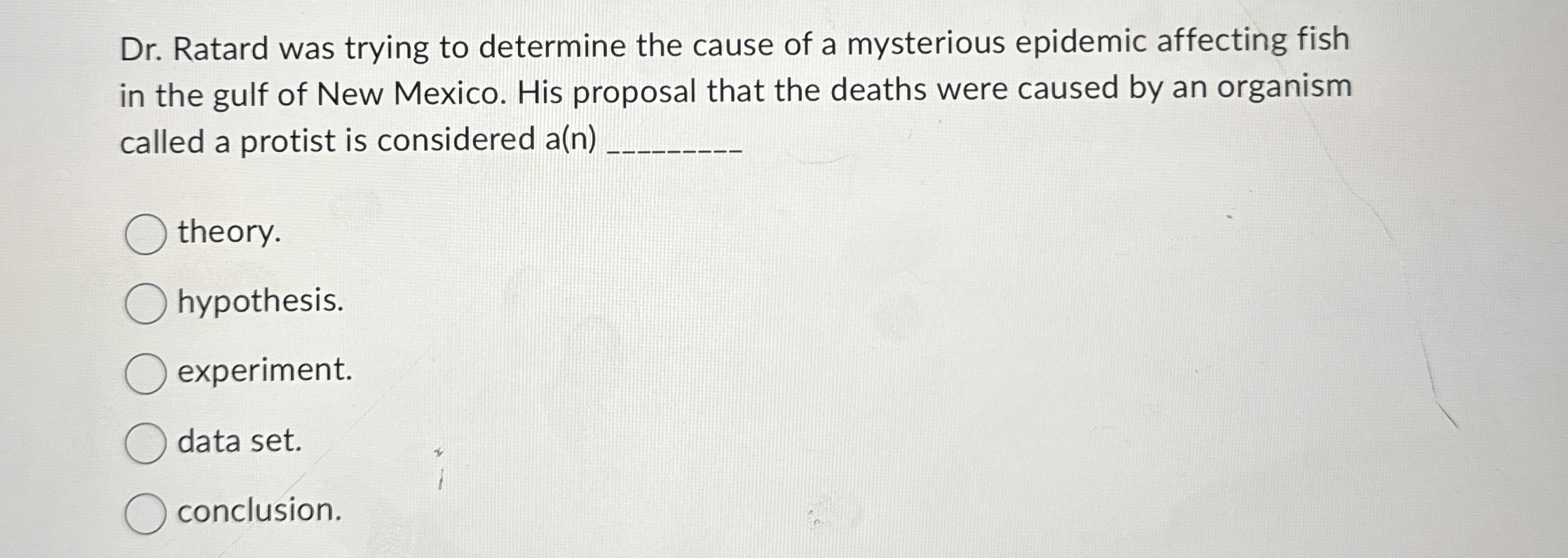 Solved Dr. ﻿Ratard was trying to determine the cause of a | Chegg.com