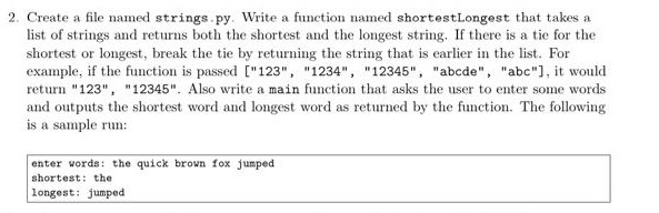 Solved 2. Create a file named strings.py. Write a function | Chegg.com
