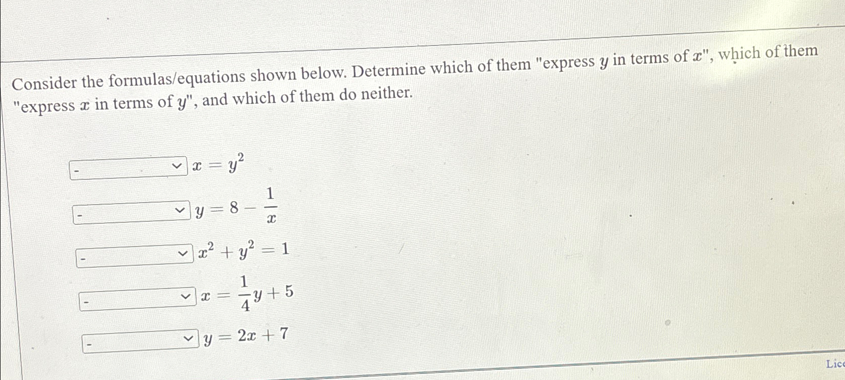 Solved Consider the formulas/equations shown below. | Chegg.com