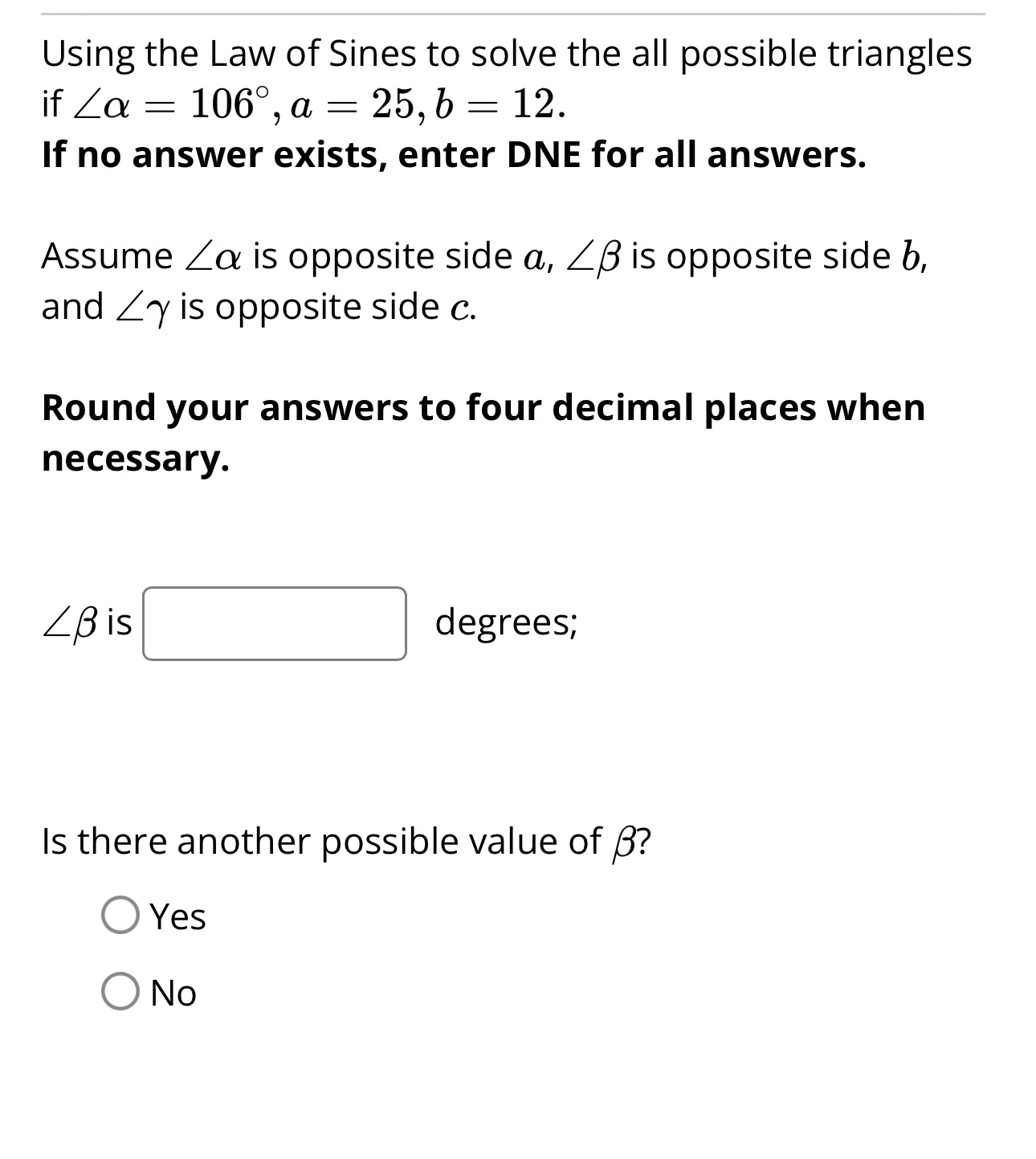 Solved Using the Law of Sines to solve the all possible | Chegg.com