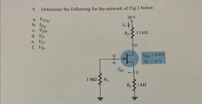 Solved 9. Determine the following for the network of Fig. 1 | Chegg.com