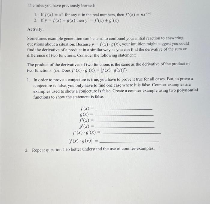 Solved 1. If f(x)=xn for any n in the real numbers, then | Chegg.com