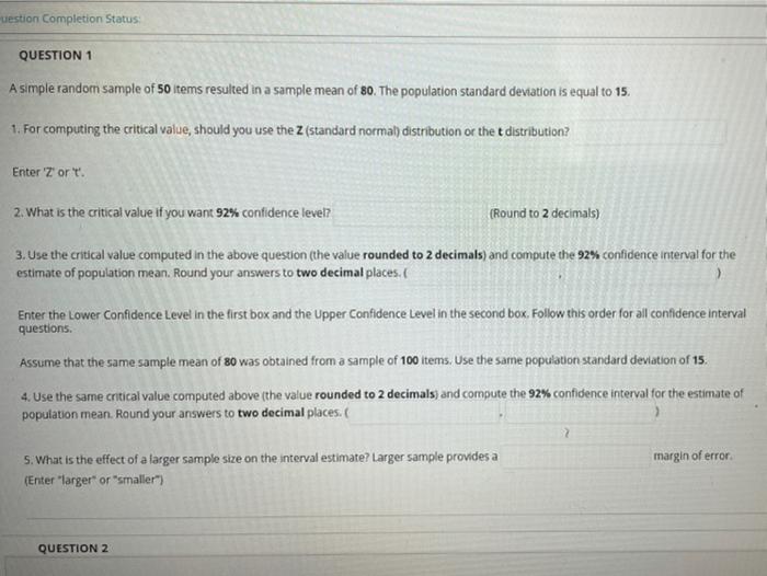 Solved uestion Completion Status QUESTION 1 A simple random | Chegg.com