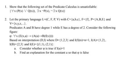 1. Show that the following set of the Predicate | Chegg.com
