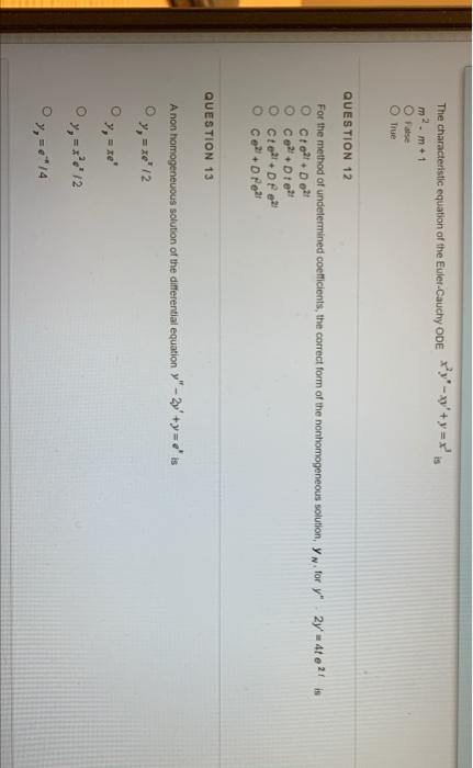 Solved The characteristic equation of the Euler-Cauchy ode | Chegg.com