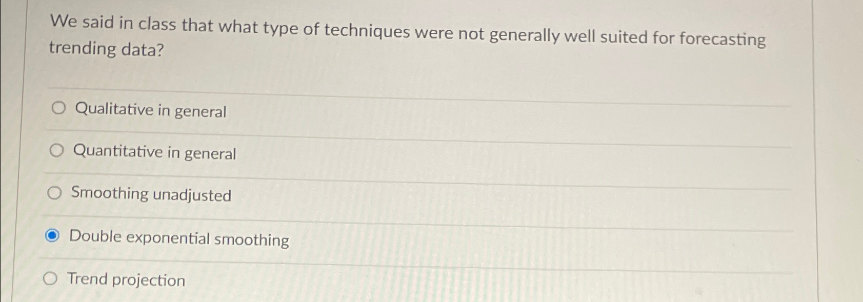 Solved We said in class that what type of techniques were | Chegg.com