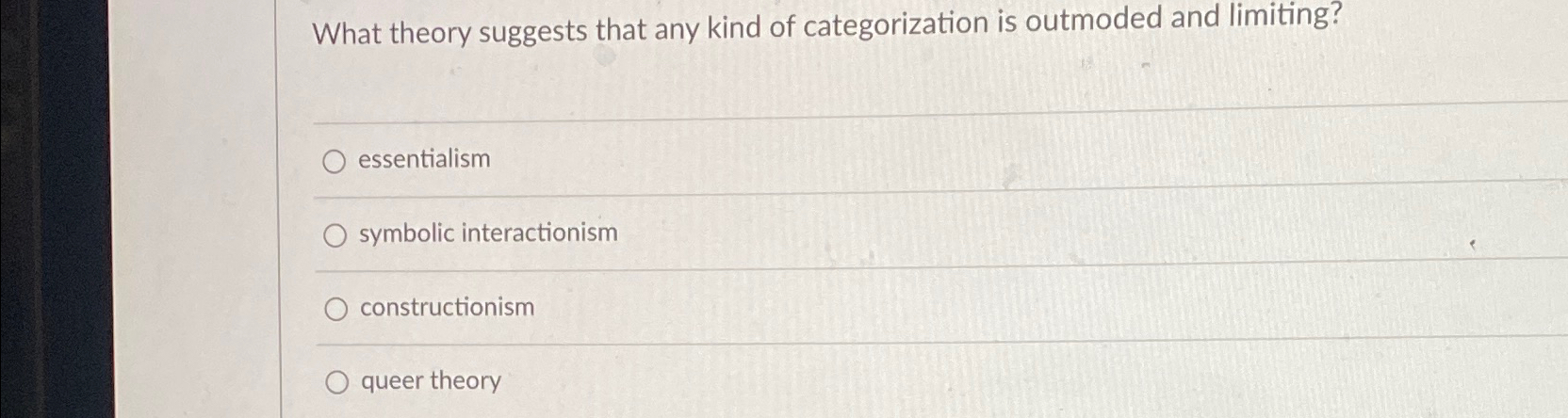 Solved What theory suggests that any kind of categorization | Chegg.com