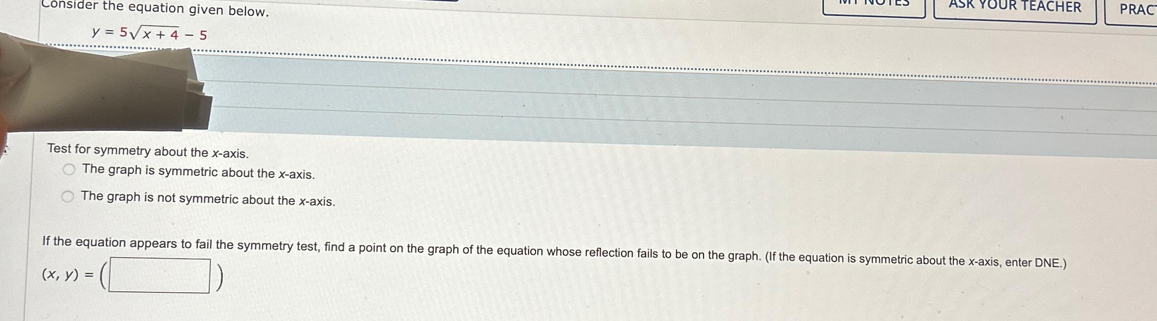 Solved Consider The Equation Given Below Y 5x 42 5test For