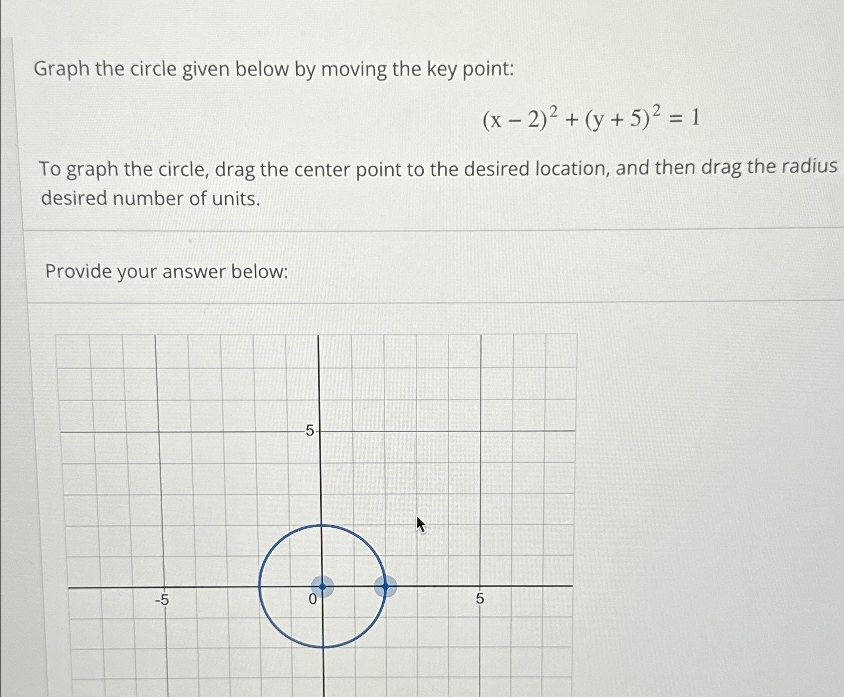 Solved Graph the circle given below by moving the key | Chegg.com