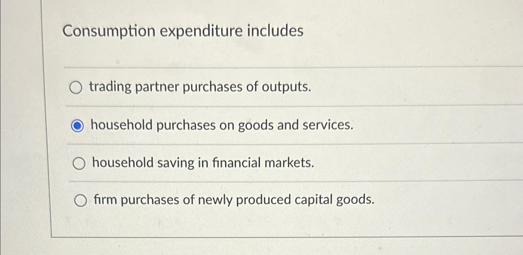 Solved Consumption expenditure includestrading partner | Chegg.com