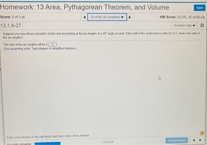 Solved Save Homework: 13 Area, Pythagorean Theorem, and | Chegg.com