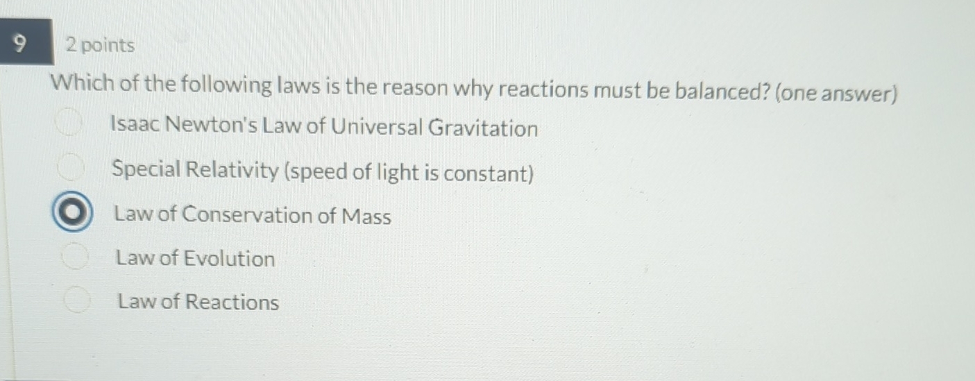 Solved 92 ﻿pointsWhich of the following laws is the reason | Chegg.com