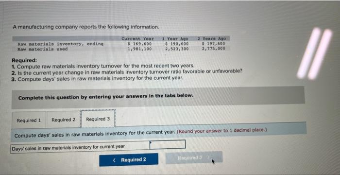 Solved A manufacturing company reports the following | Chegg.com
