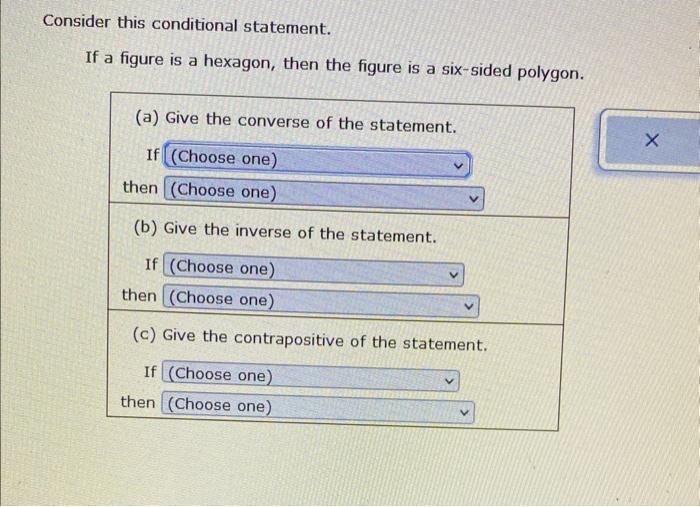 Consider this conditional statement. | Chegg.com