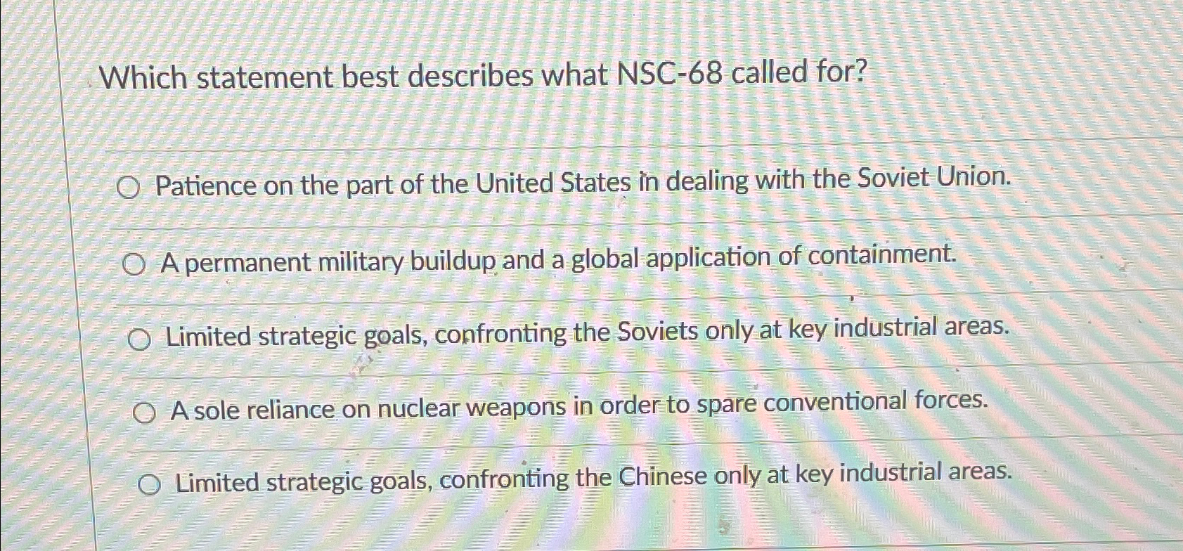 Solved Which statement best describes what NSC-68 ﻿called | Chegg.com