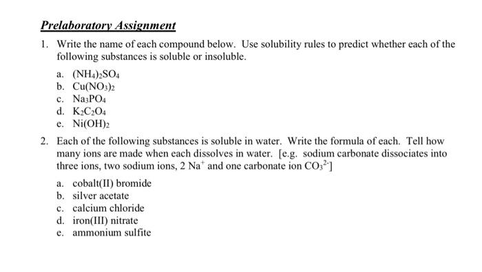 Solved Prelaboratory Assignment 1. Write the name of each | Chegg.com