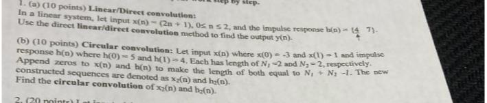 (a) (10 ﻿points) ﻿Linear/Direet convolution:In a | Chegg.com