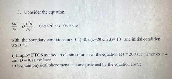 3. Consider the equation ou Ot -D 0 | Chegg.com
