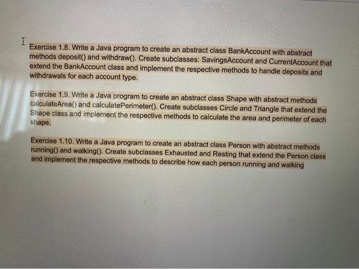 Solved Exercise 1.8. Write a Java program to create an | Chegg.com