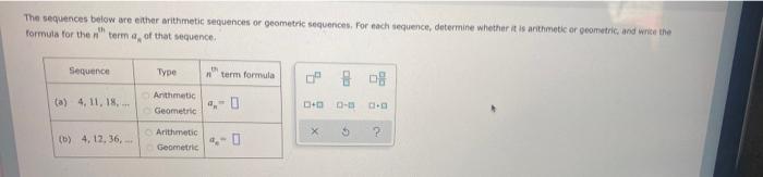 Solved The sequences below are either arithmetic sequences | Chegg.com