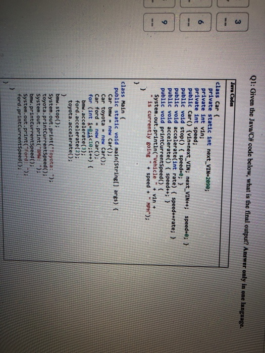 Solved Q1: Given the Java/C# code below, what is the final | Chegg.com