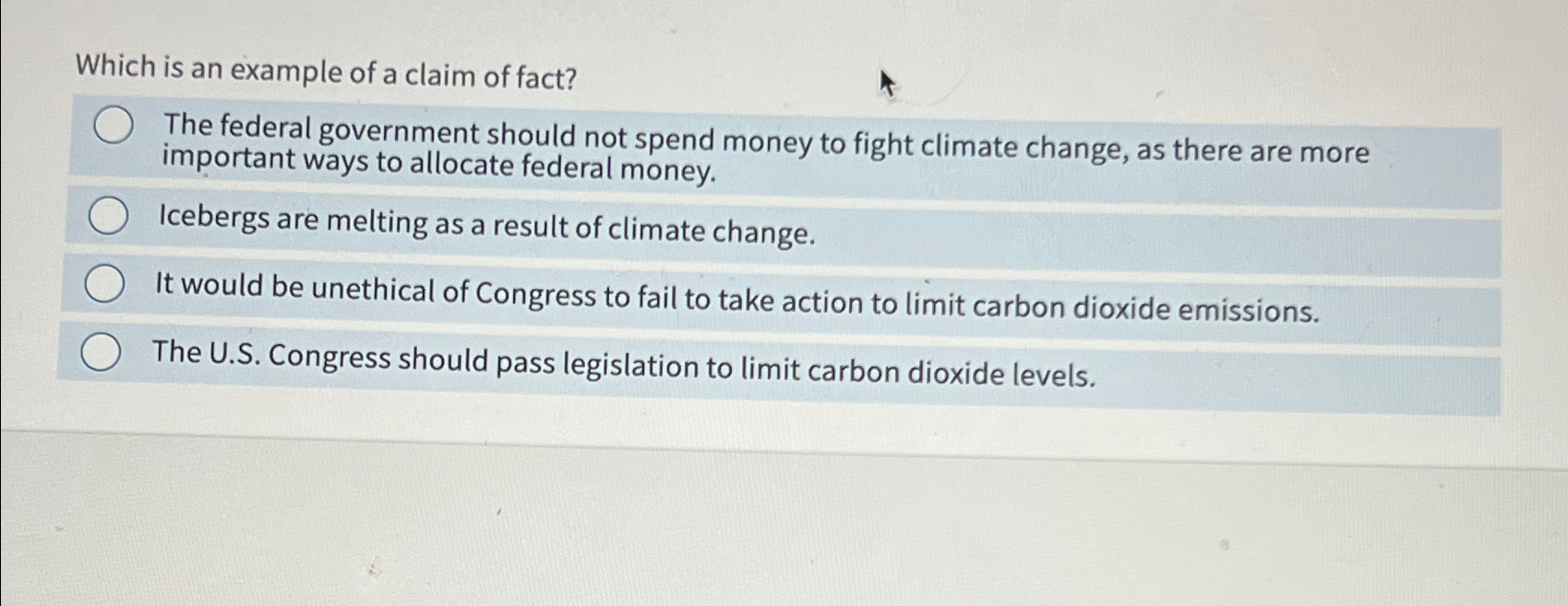 Solved Which is an example of a claim of fact?The federal | Chegg.com